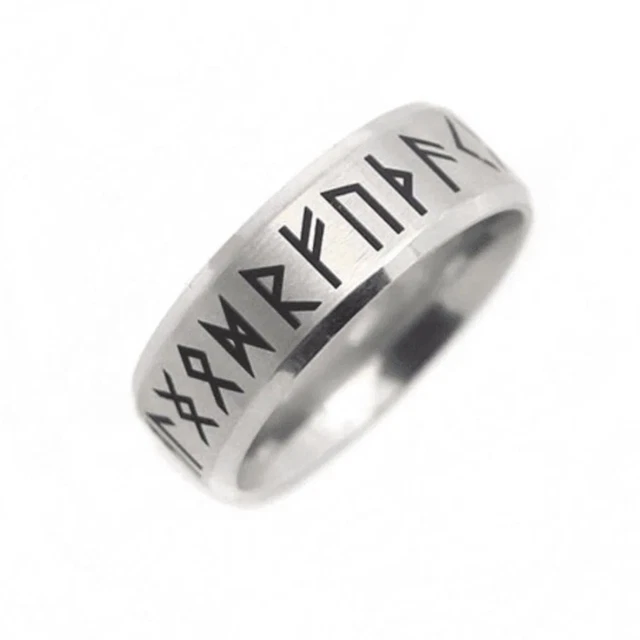 RING MAN STEEL Engraving Alphabet Runic Runes Viking Valhalla 0063R004 ...