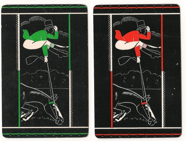 2 VINTAGE SWAP Playing Cards Horses Huntsman Being Launched From His ...