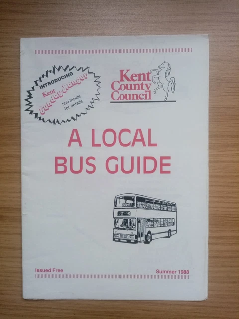 KENT COUNTY COUNCIL Summer 1988 Bus Map And Local Bus Guide £4.75 ...