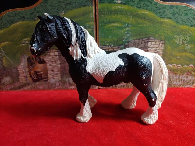 SCHLEICH TINKER STALLION Black/White Horse Farm Animal Figure 2007 ...