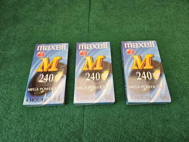 3 X MAXELL Mega Power Tape E-240 M (4 Hours) VHS Blank Cassette Tapes ...