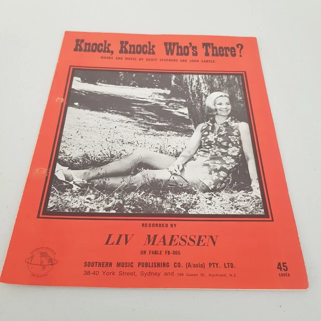 LIV MAESSEN - Knock, Knock Who's There? Rare 1970 Oz Sheet Music EUR 21 ...
