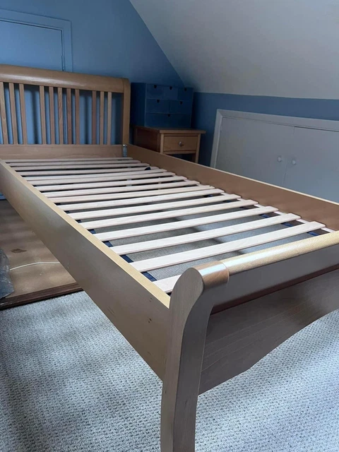 JOHN LEWIS SINGLE wooden bed frame And Mattress With Matching Bedside ...