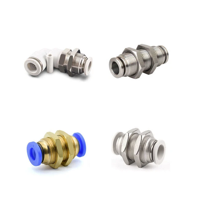 BULKHEAD CONNECTOR PNEUMATIC Push-In Fittings Air/Water Hose & Tube All ...
