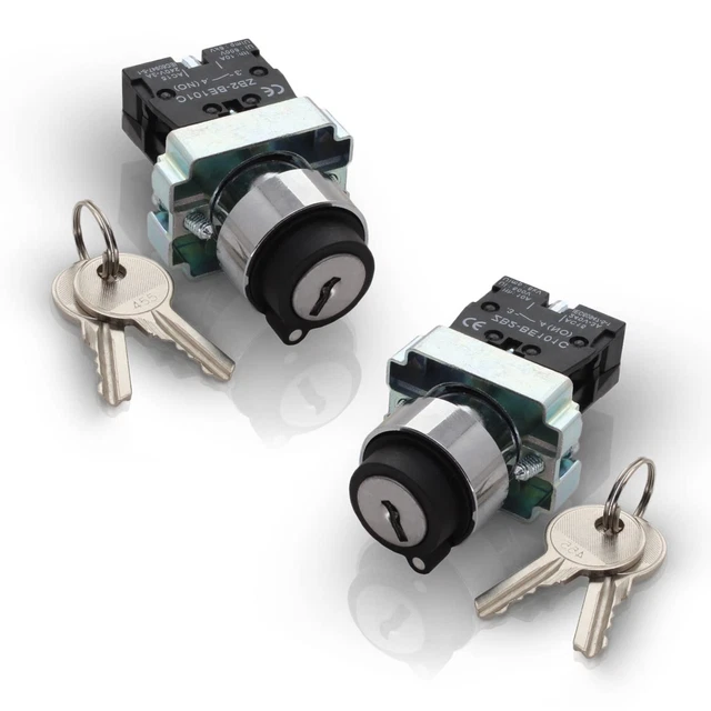 2 POSITION Maintained Selector Rotary Key Switch - Self-Lock Switch ...