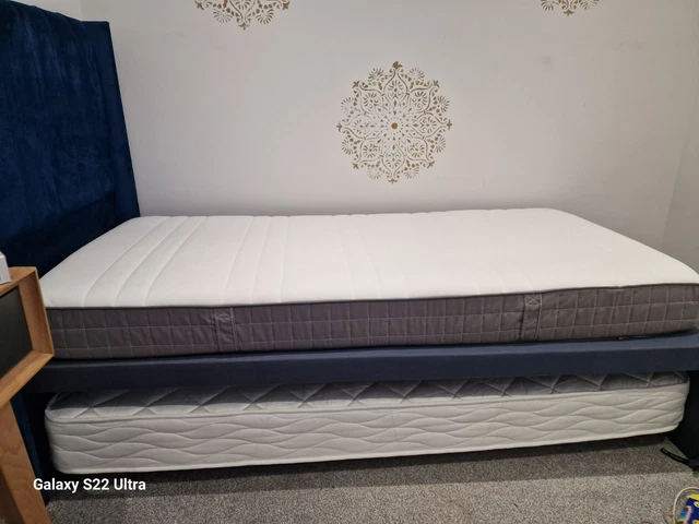 SINGLE BED WITH trundle from Dreams with velvet winged headboard £104. ...