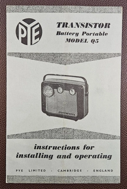 1959 PYE TRANSISTOR Battery Portable Radio Model Q5 Instruction Book £9 ...