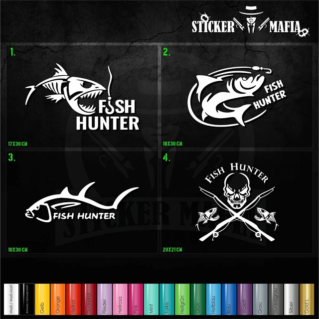 AUFKLEBER ANGELN FISH Hunter Angler Fischer Fisch Karpf Jäger Auto ...