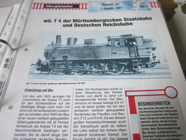 DEUTSCHE DAMPFLOK, RISSZEICHNUNG G36/I wü T4 württembergische Staatsbahn BR 92.1 EUR 4,86 ...