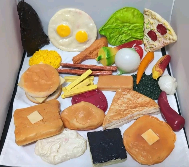REALISTIC PLAY FOOD Prop Display 30pc LOT Vintage Breakfast Dessert ...