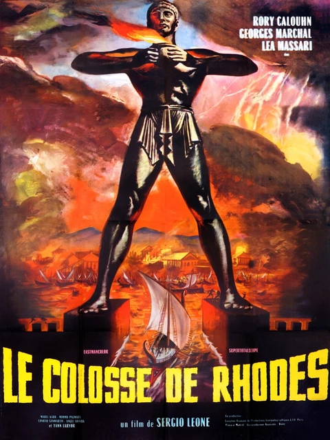 LE COLOSSE DE RHODES, SERGIO LEONE-REPRO AFFICHE SUR TOILE EN 340g ...