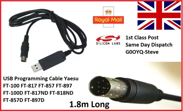 YAESU CT-62 CAT USB Cable FT-100 FT-817 FT-857D FT-897D FT-100D FT ...