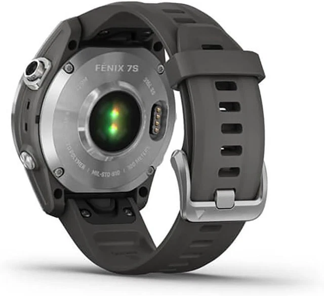 GARMIN FĒNIX 7S Silver Graphite Band Smartwatch GPS 10 ATM Android iOS ...