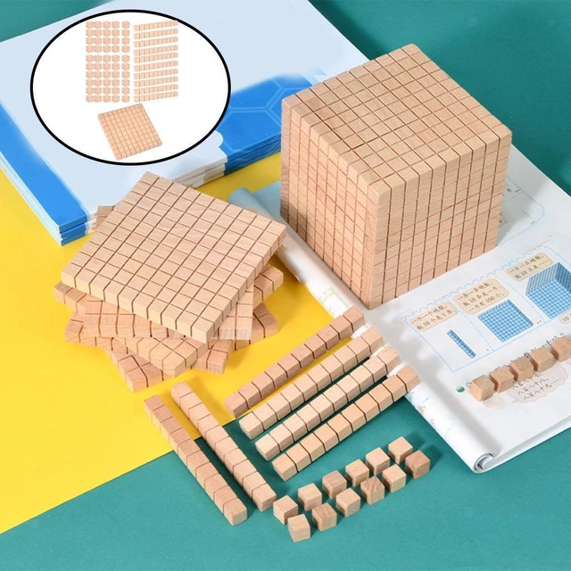WOODEN BASE TEN Blocks Classroom Math Manipulative Early Package B £12. ...