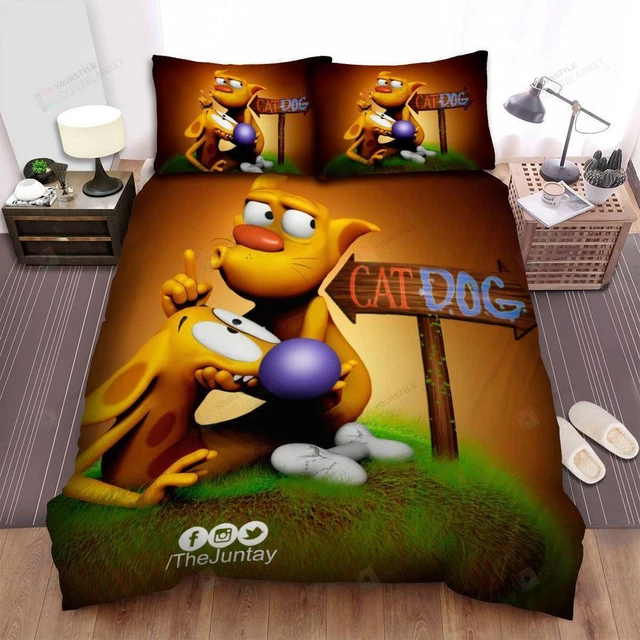 CATDOG KEEP QUIET Poster Quilt Duvet Cover Set Pillowcase Bedding EUR ...