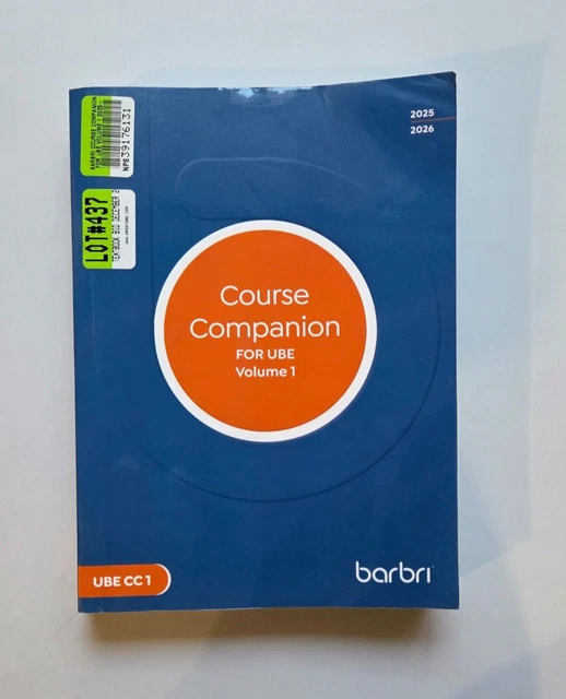 BARBRI COURSE COMPANION For UBE Vol 1 2025-2026 edition 9798892094573 £ ...