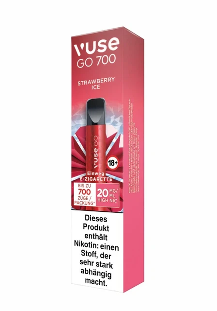 VUSE GO 700, STRAWBERRY ICE, Einweg E-Zigarette 700 Züge 20mg/ml EUR 7 ...