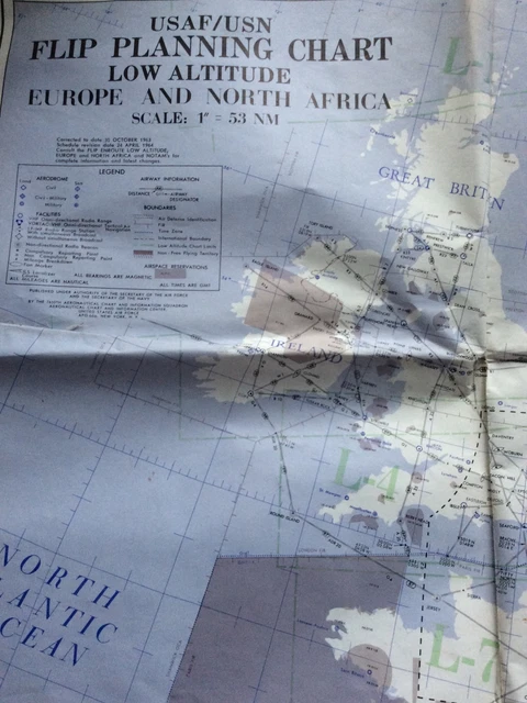 VINTAGE MAP - USAF/USN Flip Planning Chart Low Altitude Europe & N ...