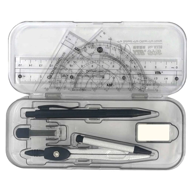MATHS SET (9PCS), Geometry Protractor and Compass Set, Study and ...