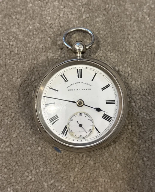 ENGLISH LEVER OPEN Faced Pocket Watch Hallmarked Chester 1895-96 ...