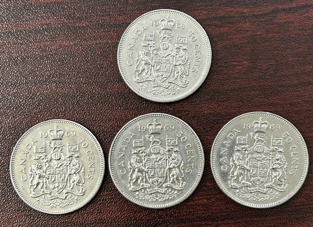 LOT OF 4 CANADIAN HALF DOLLAR COINS (1968 & 1969) $11.00 - PicClick CA
