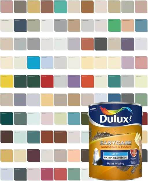 DULUX EASYCARE WASHABLE Matt emulsion 5L 240 colours to choose (tinted ...