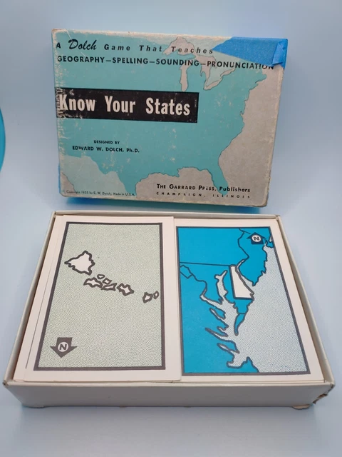 VINTAGE KNOW YOUR States Educational Card Game 1955 Geography Edward W ...