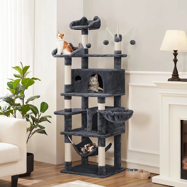 YAHEETECH CAT TREE for Indoor Cats, Large Cat Tower Cat Scratching Post ...