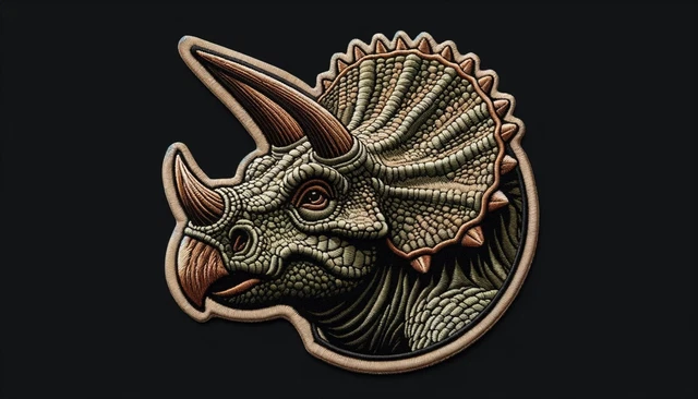 PATCH DINOSAURE TRICERATOPS brodé fer à repasser applique T-rex Raptor Allosaurus EUR 9,22 ...