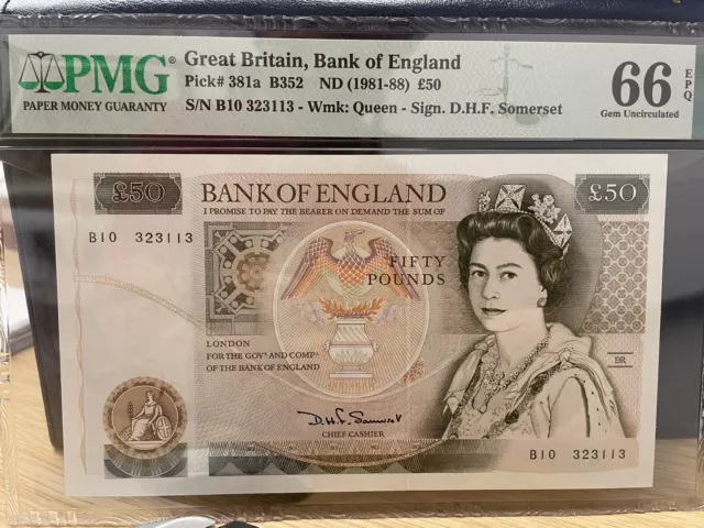 1981-88 GREAT BRITAIN Bank of England 50 Pounds P-381a PMG 66 Gem UNC "Wren" £324.95 - PicClick UK