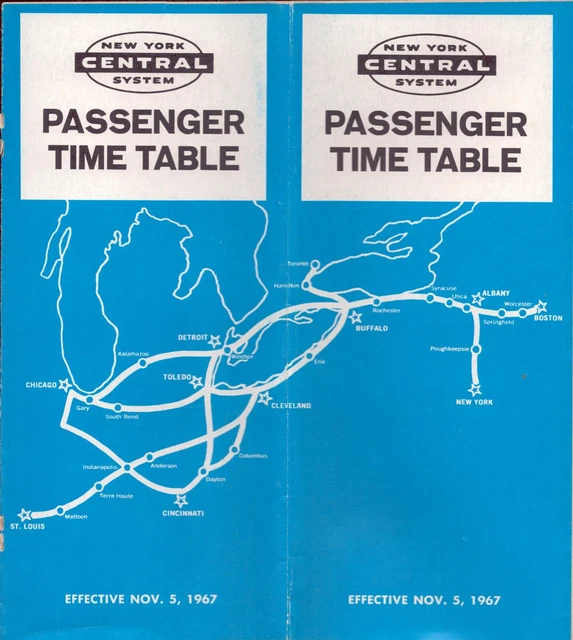 VINTAGE TRAIN SCHEDULES New York Central System Passenger Time Table ...