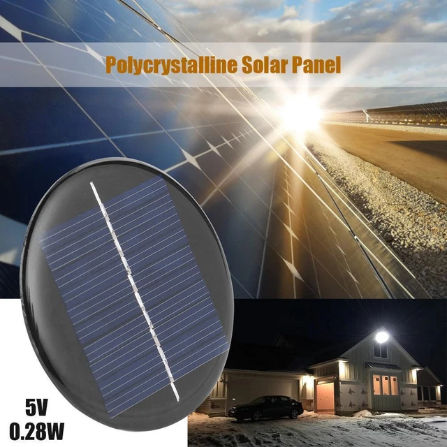0.28W 5V ROUND Solar Panel DIY Battery Cell Chargers Mini Solar System ...