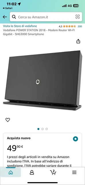 MODEM VODAFONE POWER Station Nuovo Modello Shg3000 Fibra Adsl Wifi EUR ...