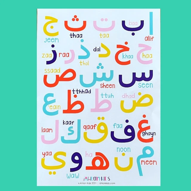 MY ARABIC ALPHABET Poster A3 Learning Teaching Arabic Language for Kids ...