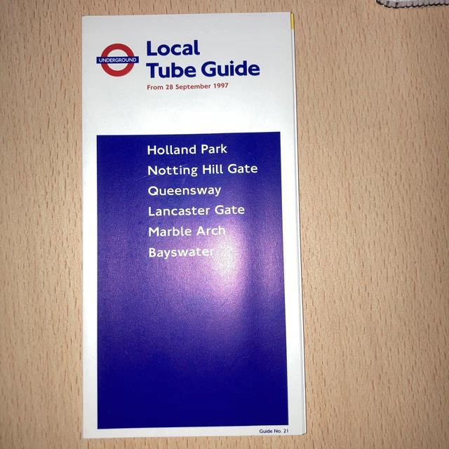 LONDON UNDERGROUND TUBE Map (. Guide. No 21. September. 1997. ) £1.99 ...
