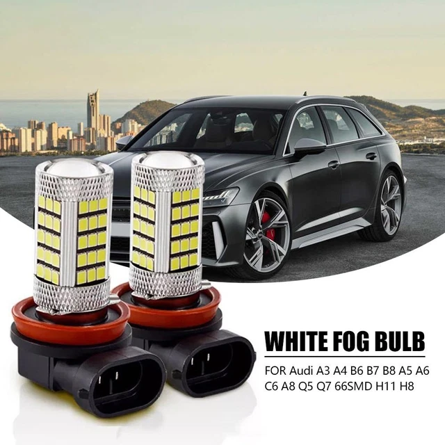 For Audi A3 A4 B6 B7 B8 A5 A6 C6 A8 Q5 Q7 66smd H11 H8 Led White Fog