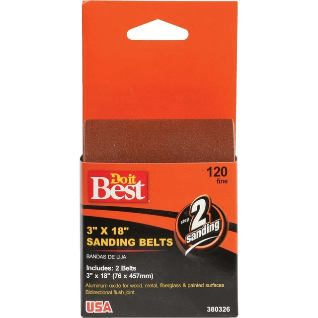 DO IT BEST 3 In X 18 In 120 Grit Heavy Duty Sanding Belt 2 Pack do-it-best-3-in-x-18-in-120-grit-heavy-duty-sanding-belt-2-pack