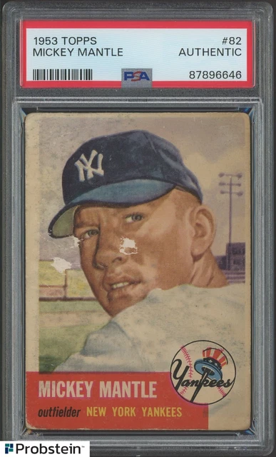 1953 TOPPS #82 Mickey Mantle New York Yankees HOF PSA ""CARTA ICONICA ...