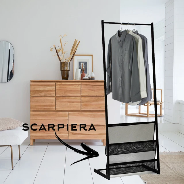 STAND APPENDIABITI SCARPIERA Da Terra Attaccapanni Nero Guardaroba ...