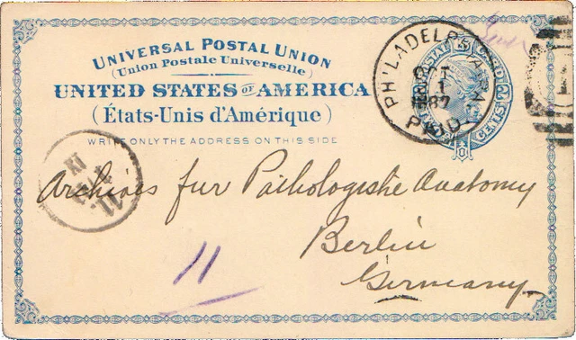PENNSYLVANIA PHILADELPHIA PAID 1887 numeral duplex 2c Blue Liberty ...