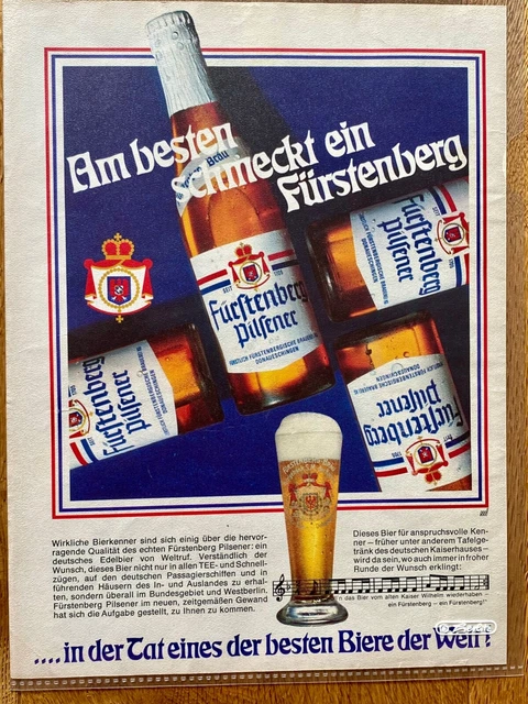 FÜRSTENBERG PILSENER BIER Donaueschingen Original 1968 Vintage Werbung ...