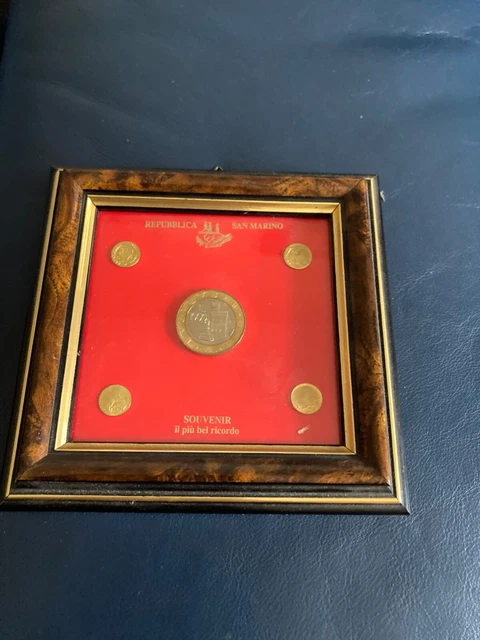 RARE VINTAGE 8K Solid Gold COIN: wood frame miniature Gold San Marino ...
