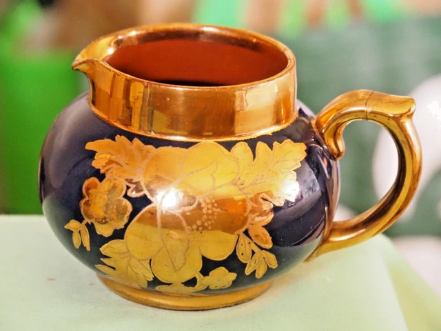 EDEN BLUE BY Gibson & Sons Staffordshire Cobalt Blue / Gold Creamer ...