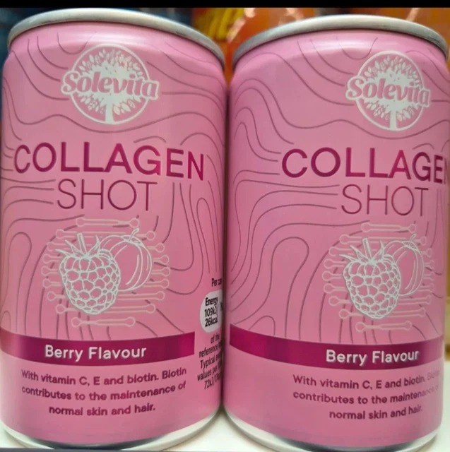 SOLEVITA COLLAGEN SHOTS x12 Pack - Berry Flavoured 150ml Collagen Shot ...