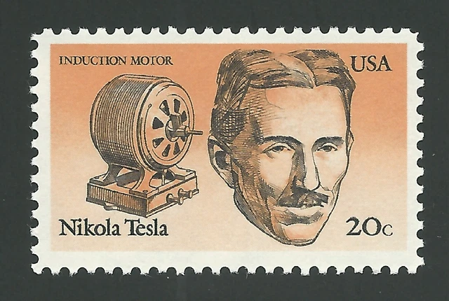 NIKOLA TESLA INVENTOR Induction Motor Electric Car Model 3 Stamp MINT ...