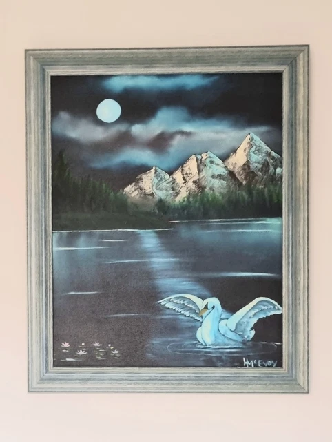 MOONLIGHT!!! OIL PAINTING 16''X20'' SIGNED by H.McEVOY and FRAMED ...