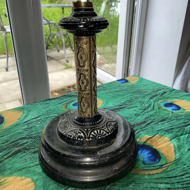 ANTIQUE VICTORIAN OIL Lamp Base Brass And Cast Metal Heavy Item Needs ...