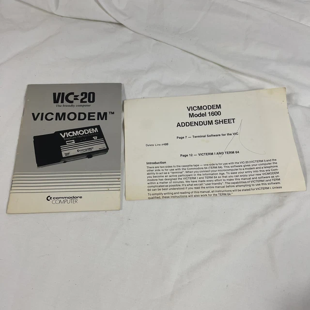 VICMODEM MANUAL ONLY Commodore 64 VIC-20 Model 1600 £6.29 - PicClick UK