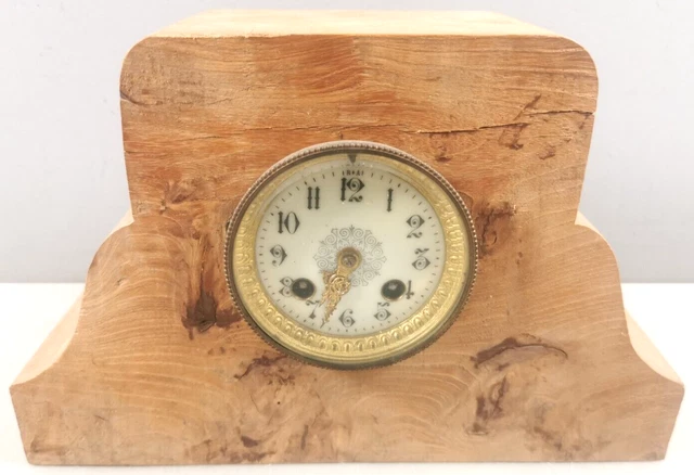 HORLOGE DE TABLE ancienne BOIS Massif ART DECO Mouvement HB Horlogerie Paris S31 EUR 21,50 ...