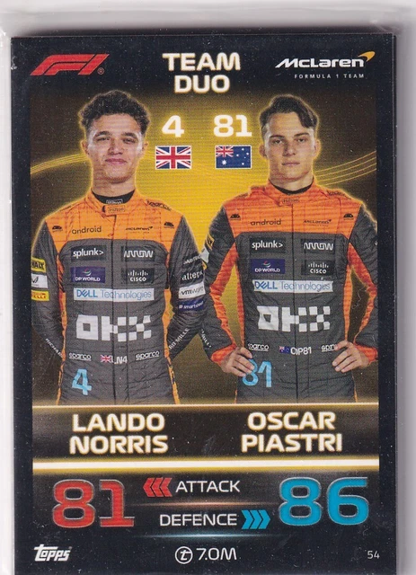TOPPS F1 TURBO Attax 2023 Fórmula 1 Núm 54 Lando Norris Oscar Piastri ...